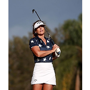 Women's Short Sleeve Golf Polo Shirts Moisture Wicking Golf Apparel Lady Golf Tops US Flag, Medium