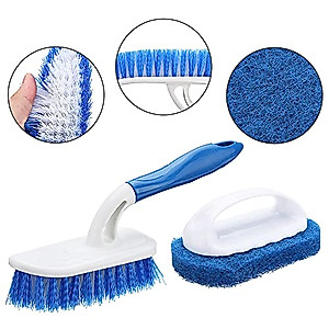 Hot Tub Cleaning Kit Accessories Contain Pool Net, Paddling Pool Brush and Scrubber Pad, with a Pair Gloves as a Gift, All in 1