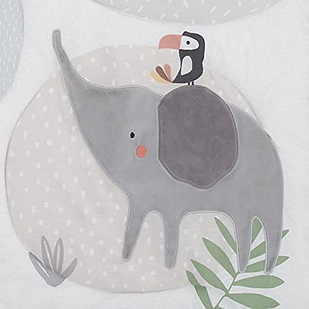 NoJo Jungle Trails Grey, Green and Gold Elephant, Lion and Giraffe 4 Piece Nursery Crib Bedding Set - Comforter, 100% Cotton Fitted Crib Sheet, Crib Skirt, and Storage