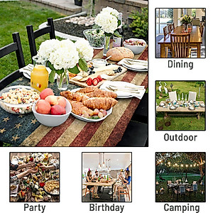 4th of July Rectangle Fitted Tablecloth, American Flag Indenpendence Day Elastic Edged Table Cover, 30x72 Inch, Waterproof Polyester Picnic Table Cloth for Outdoor Indoor Travel Party Patio Use