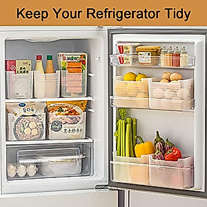 LINFIDITE 2 Pack Fridge Side Door Storage Containers Refrigerator Organizer Box Durable Plastic Storage Bins for Fridge, Counter, Cabinet Kitchen Organization Food Storage