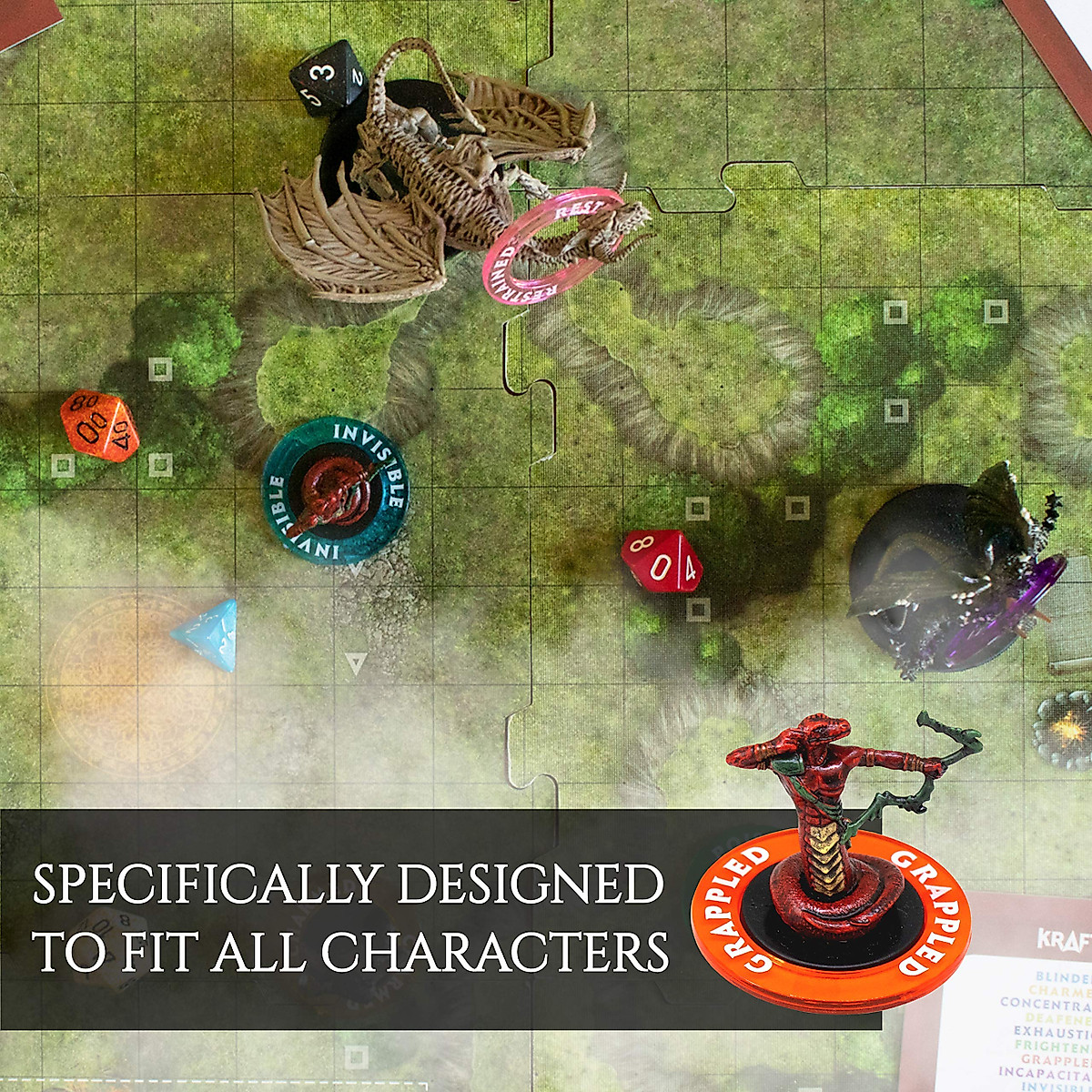 Kraftex DND Condition Rings [96pcs]: DND Accessories for Dungeon Masters to Track DND Spell Effects. Condition Markers D&D Accessories use as DND Tokens, DND Ring, DND Status Markers or DM Tools.