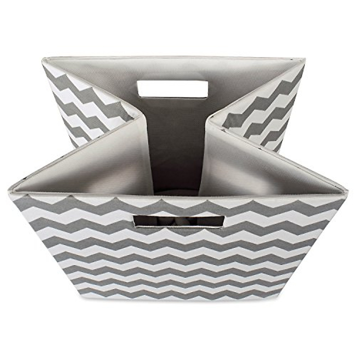 DII Collapsible Polyester Storage Cube, Chevron, Gray, Large