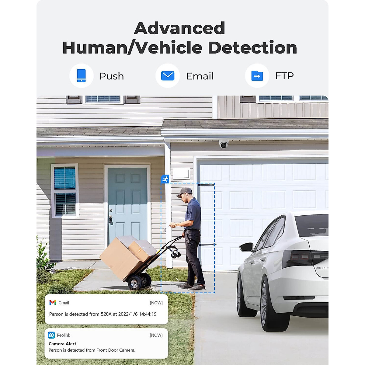 REOLINK 5MP PoE IP Cameras RLC-520A (Pack of 2) Bundle 8 Channel PoE NVR 2TB Hard Drive Installed,Outdoor IP Security Surveillance Cameras,100FT Night Vision, Human/Vehicle Detection