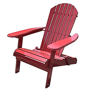 Merry Garden Northbeam Outdoor Lawn Garden Portable Foldable Wooden Adirondack Accent Chair,Deck,Porch,and Patio Seating with 250 Pound Capacity,Red