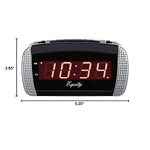 Equity by La Crosse 30240 Super Loud LED Alarm Clock,Black/Silver