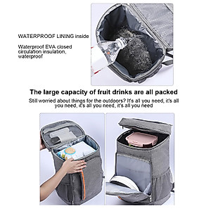 SUNFECILI Thermal Insulated Food Delivery Backpack,Backpack Cooler,18L Grey Leakproof Cooler Backpack Tote Bag,Insulated Reusable Grocery Shopping Backpack for Fruits Drinks Lunch Boxes