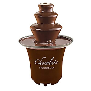 Nostalgia Electric Chocolate Fondue Fountain, 8-Ounce, 3-Tier Set, Fountain Machine for Cheese, Melting Chocolate, Liqueurs, Brown