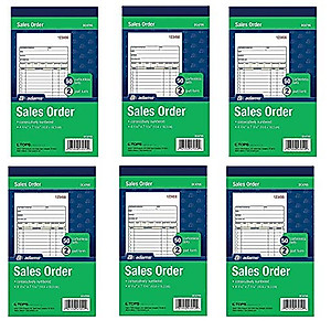 Adams Sales Order Books, 2-Part, Carbonless, White/Canary, 4-3/16 x 7-3/16 Inches, 50 Sets per Book, 6 Books