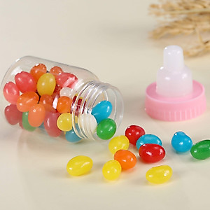 12 Pack Candy Bottles 10 Yards Ribbon and 48 Pack Acrylic Mini Pacifiers for Baby Shower Party Favors Decorations and Supplies by WeddParty (Pink A, 12)