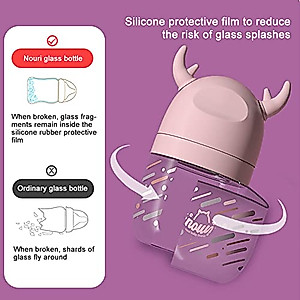 Nouri Glass Baby Bottle with Silicone Sleeve, Glass Bottles for Babies, BPA-Free - 0+ Months,3 oz,Pink,(2 Count)