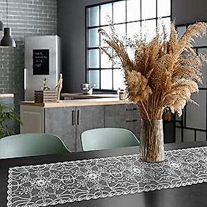 Elegant Comfort Embroidery Ingrid Table Runner - Dresser Scarf for Home Dining Room - Lace Like Tabletop Decoration, Kitchen Dining Table Decoration for Indoor and Outdoor, 13 X 20 Inches, White