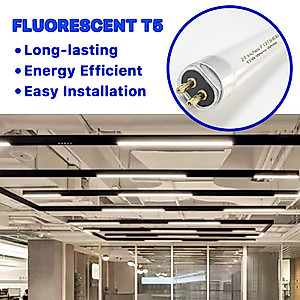21 Inch T5 Fluorescent Light Bulb 13 Watt F13T5/WW Compatible with Sylvania Satco Philips GE Under Cabinet Tube Light Warm White 800 Lumen G5 Base 8 Count