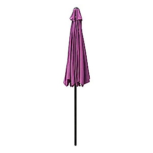 Chi Mercantile Outdoor Living Patio Market Round 9 Ft. 8-Rib Umbrella Tilt System Hand Crank Sun Shade Water and Fade Resistant (Purple)