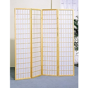 SQUARE FURNITURE Panel Shoji Screen Room Divider 3-10 Panel (4 Panel, Black, White, Cherry, Natural)