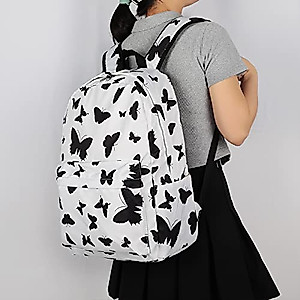 School Backpack for Teen Girls Women Laptop Backpack College Bookbags Middle School Travel Work Commuter Back Pack(Black Butterfly)