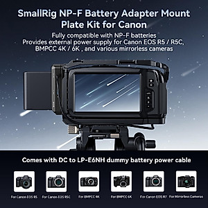 SmallRig NP-F Battery Adapter Mount Plate with LP-E6NH Dummy Battery, for Canon EOS R5/R5C and BMPCC 4K/6K, with USB-C Port and Dual DC Outputs Compatible with NP-F970, NP-F550, NP-F770-4340