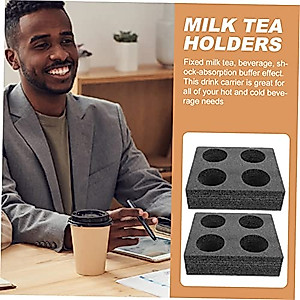 Alipis 2pcs 4 Hole Cup Holder Couch Cafe Drink Carriers Cold Drink Carrier Cup Tray Packing Tray Foldable Cup Drink Carrier Tray Milk Coffee Cup Foam Stand Pearl Cotton Travel