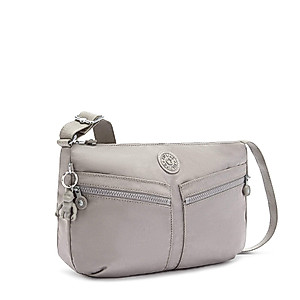 Kipling Womens Izellah Bag, Super Light Everyday Purse, Nylon Shoulder Crossbody Bag, Grey Gris, 12.25 L X 9.25 H X 5 D US