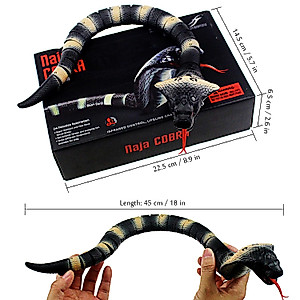Tipmant RC Snake IR Remote Control Cobra Electric Fake Realistic Animal Crawling Vehicle Scary Trick Kids Halloween Christmas Prank Toys Birthday Gifts (Grey)