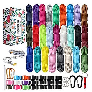 WEREWOLVES Paracord 550 Combo Crafting Kits - Survival Paracord Bracelet Rope Kits - Tent Rope Parachute Cord with Soft Tape Measure, Buckles, and Key Rings - Great Gift (Summer - 10FT/Each Color)