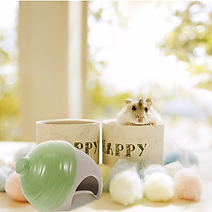 balacoo Toy Hamster Pets Ceramic Hamster Hideout Acorn Shape Small Animal House Guinea Pig Pet Cage Supplies for Gerbil Hamster Squirrel (Green Hamster Hamster Toy