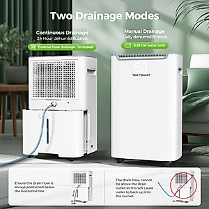 4,500 Sq.Ft Dehumidifier for Basement with Drain Hose, 50 Pint Dehumidifiers for Large Home with Three Operation Modes, Intelligent Humidity Control, 24HR Timer for RV, Bathroom, Bedroom