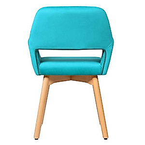 Giantex Set of 2 Velvet Dining Chairs, Modern Leisure Accent Living Room Chair w/Wood Legs, Non-Slip Foot Pads, X-Shaped Support, Comfortable Cute Arm Chair for Dining Room, Bedroom (2, Turquoise)
