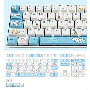 Sanrio Cinnamorall Blue Keycaps for Cherry MX Switches Cute Japanese Anime Mechanical Gaming Keyboard, PBT Key Caps Set