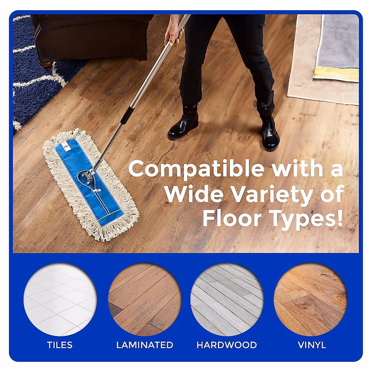 Nine Forty Industrial-Grade 36x5 Cotton Dust Mop Head Refills, Perfect Replacement for Busy Home, Gym, Industrial and Commercial Spaces, Heavy-Duty Mop for Janitorial & Housekeeping Needs - 2 Pack