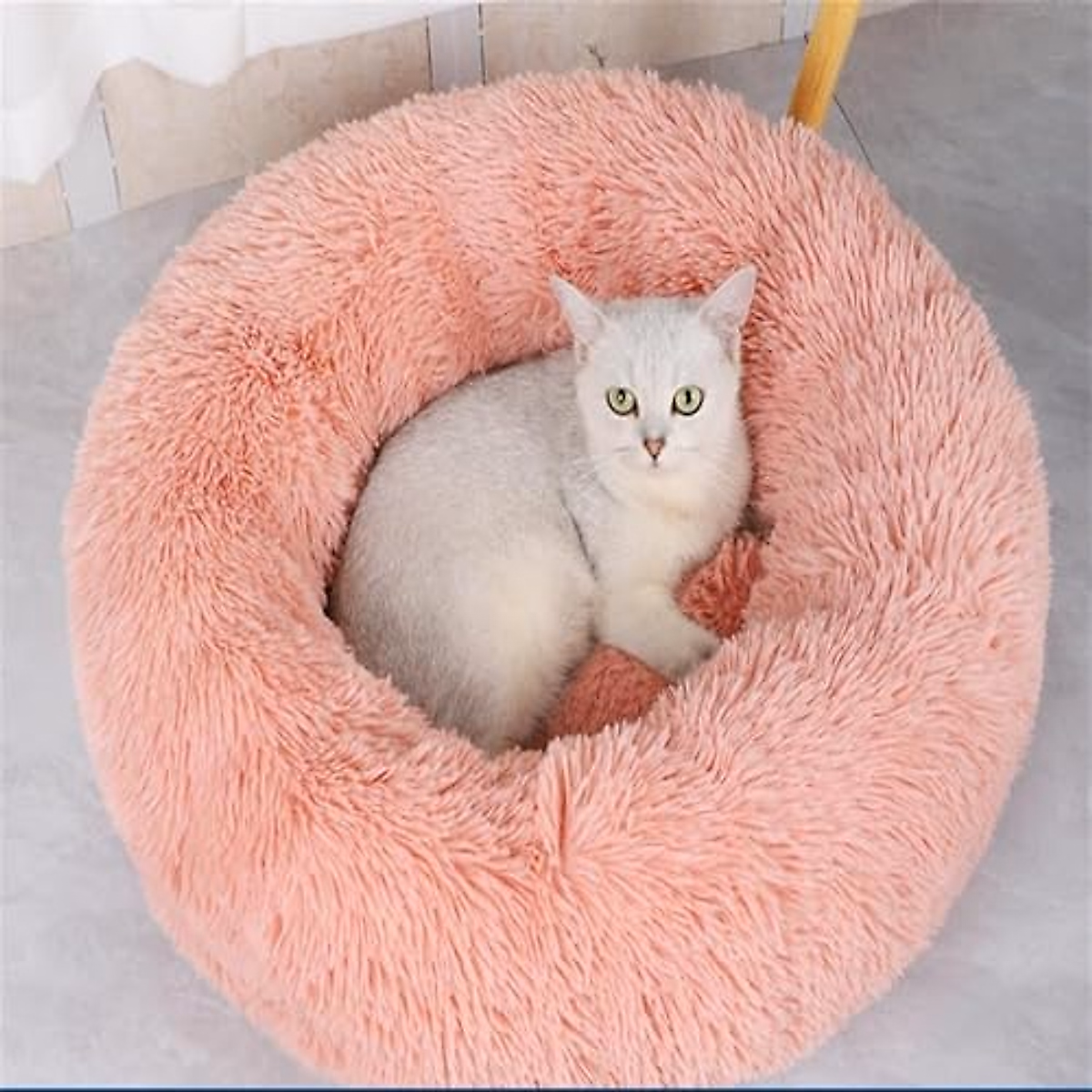 Geizire Anti Anxiety Round Fluffy Plush Faux Fur Warm Washable Cat Bed & Dog Bed, Washable Calming Cat Bed, Soft Cozy Cuddler Joint-Relief Dog Bed