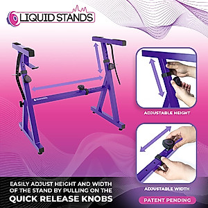 Liquid Stands Piano Keyboard Stand - Z Style Adjustable and Portable Heavy Duty Music Stand for Kids and Adults -Fits 54-88 Key Electric Pianos - Sturdy Musical Keyboard Stand (Purple)