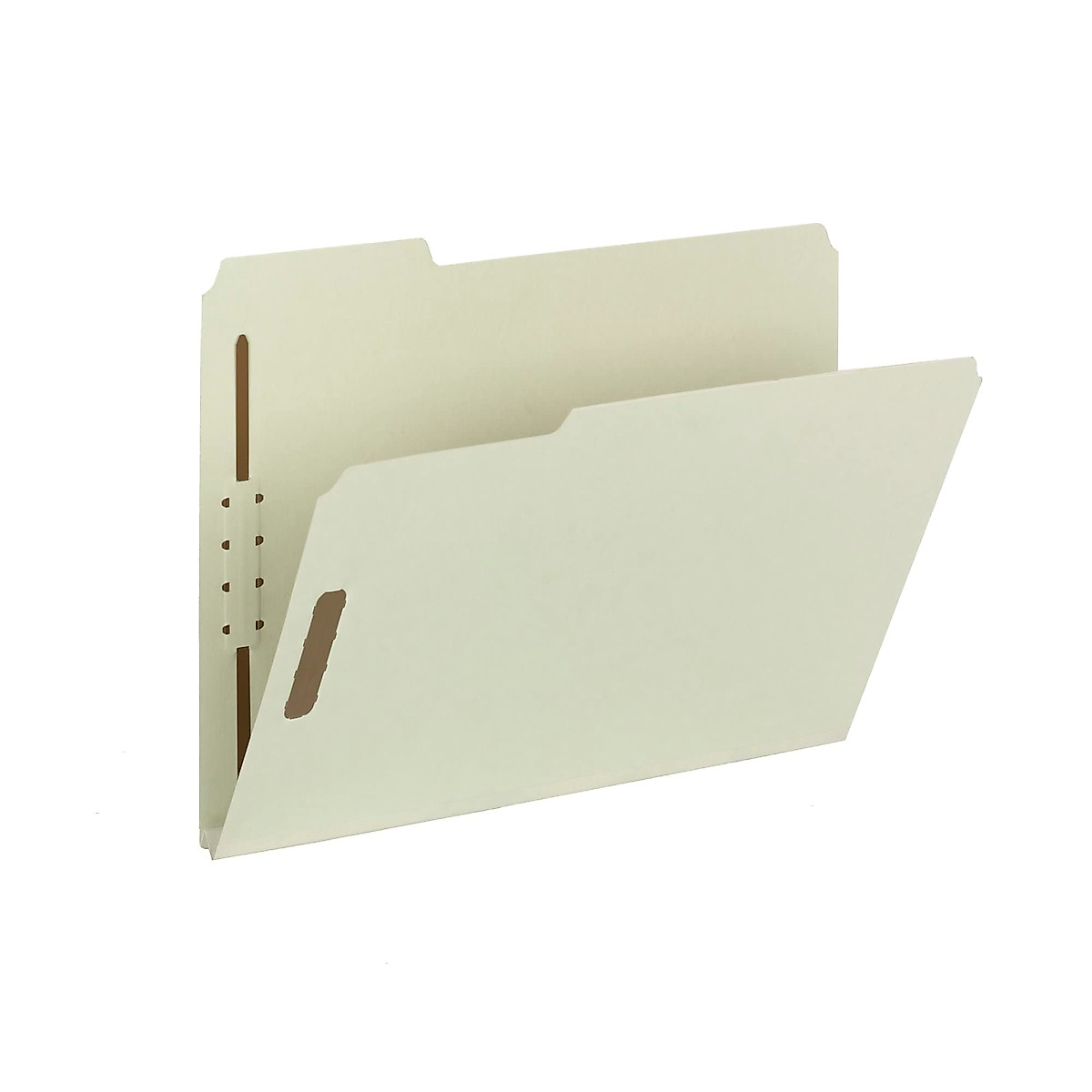 Smead 100% Recycled Pressboard Fastener File Folder, 2 Fasteners, 1/3-Cut Tab, 1" Expansion, Letter Size, Gray/Green, 25 per Box (15003)