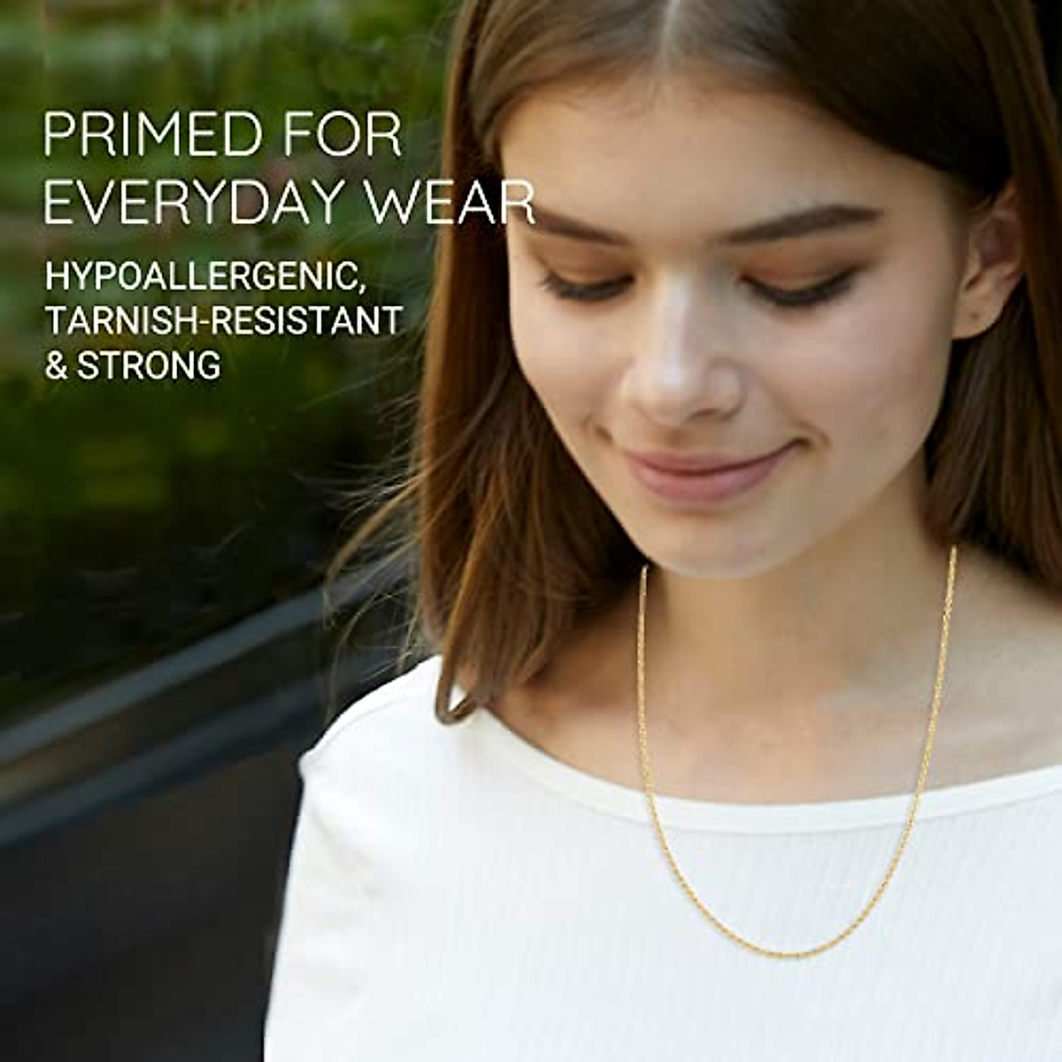 KISPER 24k Gold Cable Link Chain Necklace – Thin, Dainty, Gold Plated Stainless Steel Jewelry for Women & Men with Spring Ring Clasp, 30”