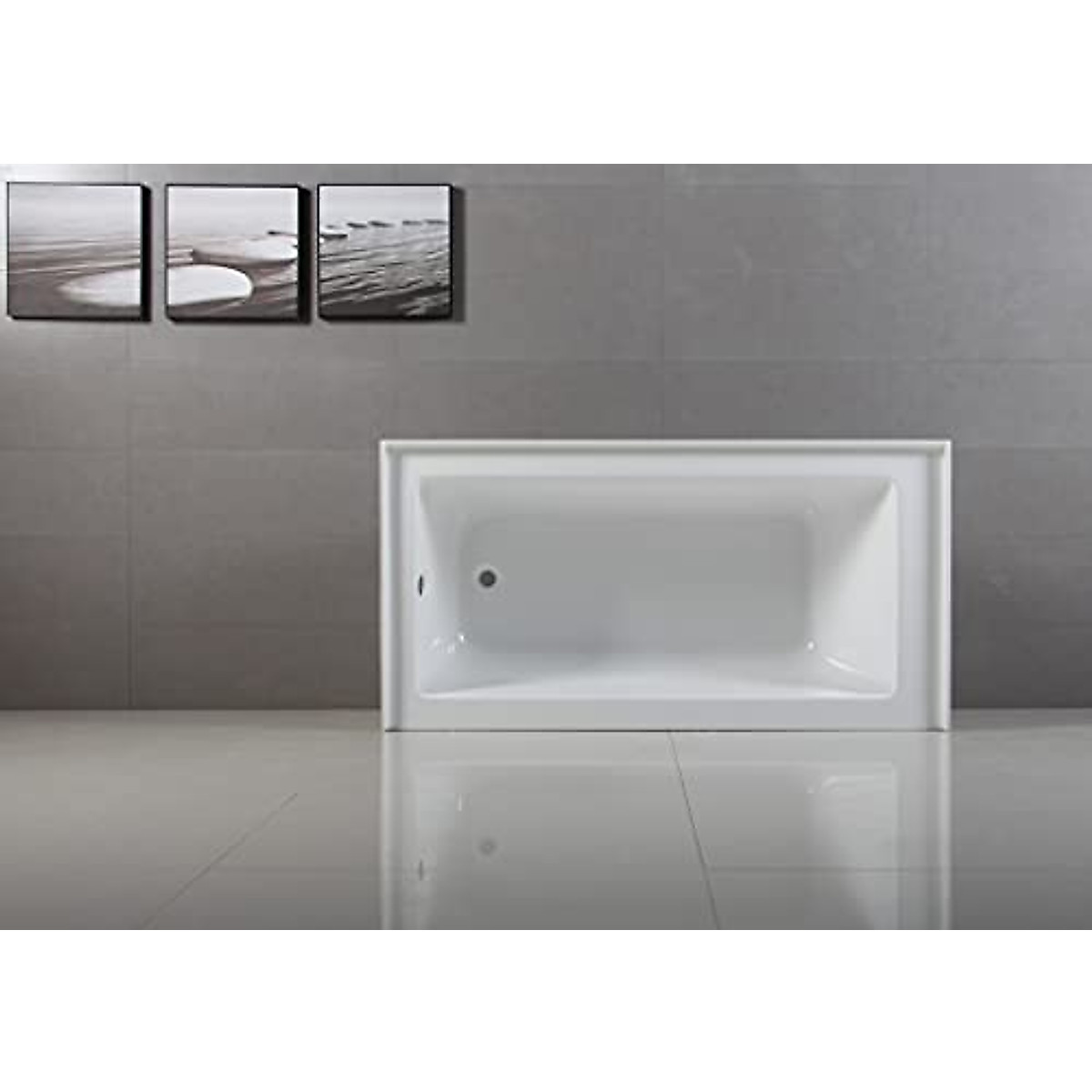 Kingston Brass Aqua Eden VTAP603622L 60-Inch Acrylic Alcove Tub with Left Hand Drain, White