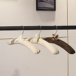 N/A Satin Upholstered Hanger Wooden Sponge Coat Cloth Hanger ( Color : Beige , Size : 38.5*17cm )