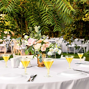 Sumind 100 Pcs Gold Glitter Martini Plastic Glasses 6.5 oz Disposable Cocktail Cups Stemmed Mini Margarita Glasses for Birthday Wedding Parties Wine Champagne Dessert Mousse Supply