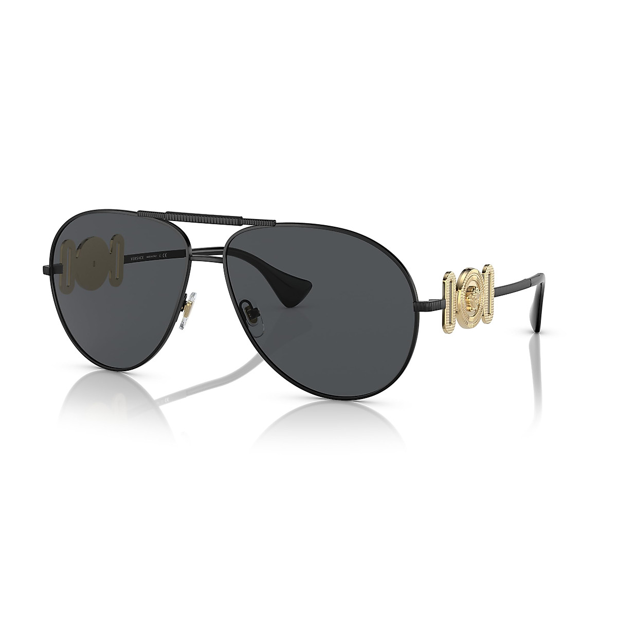 Versace Unisex Sunglasses Matte Black Frame, Dark Grey Lenses, 65MM