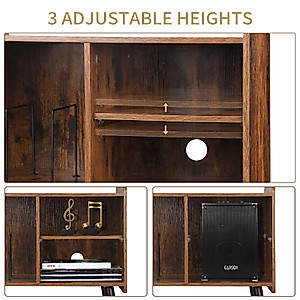 Possile Record Player Stand with Vinyl Record Storage, Mid-Century Turntable Stand for Living Room Bedroom Office, Record Player Table, Vinyl Holder Holds up to 100 Albums, Rustic Brown