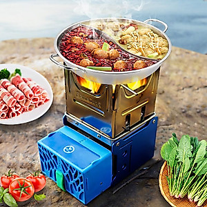 Portable Wood Burning Camp Stove Outdoor Folding Backpacking Stove With Battery To Power USB Charging And Outdoor Camping Picnic BBQ