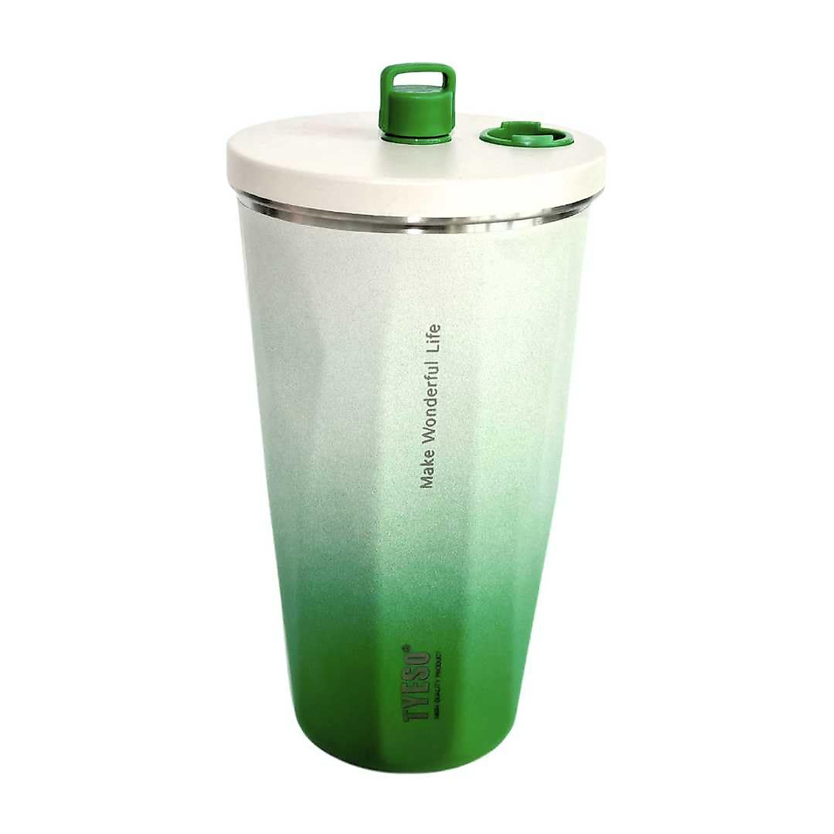 Youwoo Dazzle Stainless Steel Tumbler with Rubber metal straw Reusable Insulated Stainless Steel for Home, Travle, Office or Car,BPA-Free, simple modern tumbler, Gifts for Women Men, 20 oz Cream green