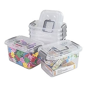 Joyeen Plastic Storage Bins, Stackable Clear Storage Boxes Set of 6