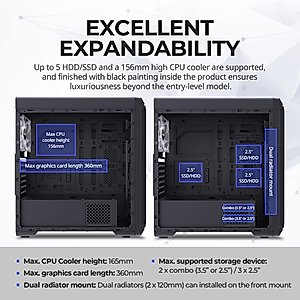 Zalman i3 Edge ATX Mid Tower Computer Case Gaming PC Case, Includes 4X 120mm White LED Fans, Acrylic Side Window, High Airflow Mesh Panel, USB 3.0,Black