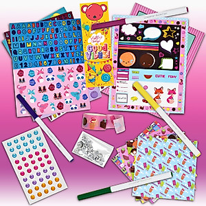 Crayola Scrapbook Activity Craft Kit, Mess Free Journal Set for Kids, Drawing Art Supplies Included Scrapbook, Pattern Sheets, Cut Outs, Gem Stickers, Sequins, Crayola Washable Markers, Tape and