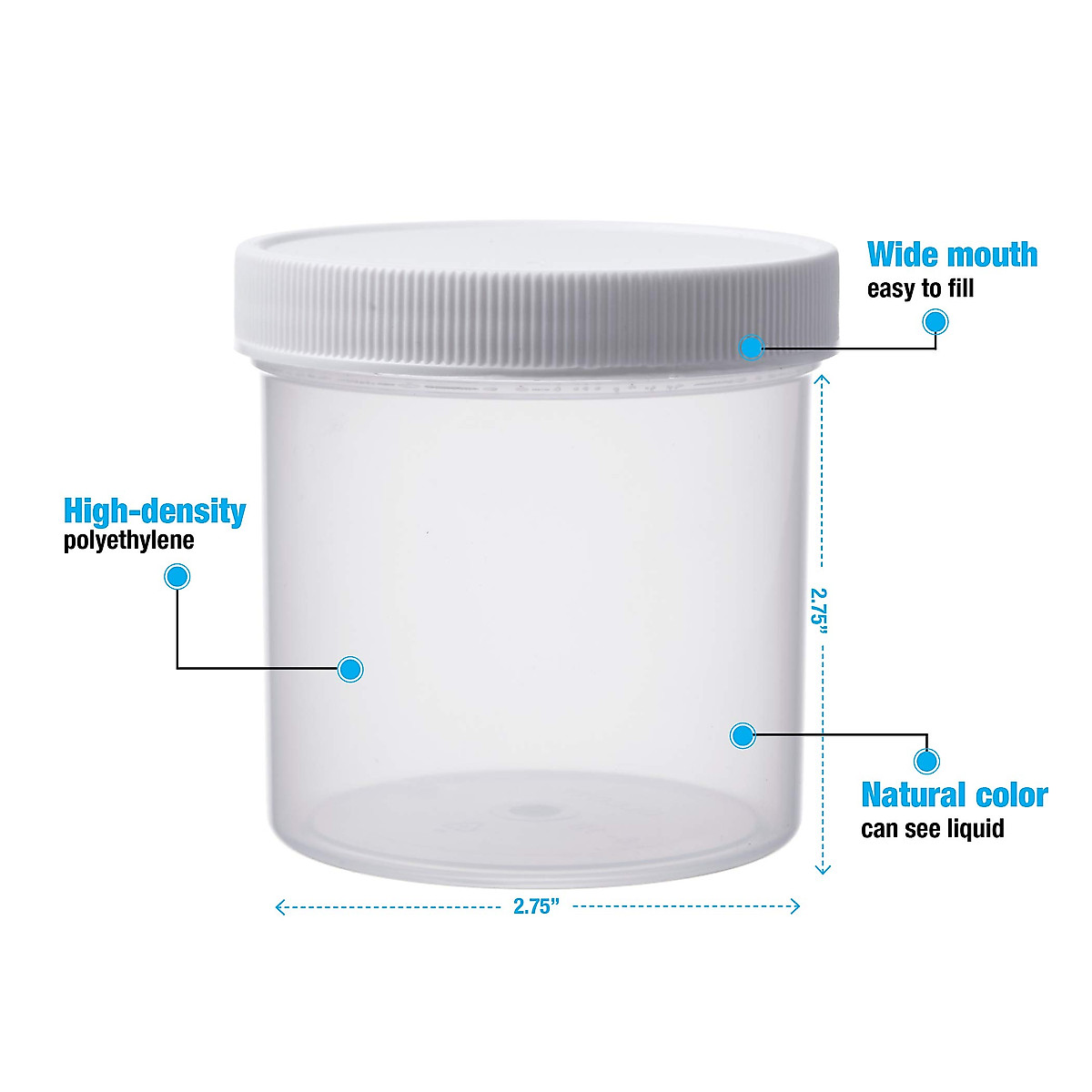 Consolidated Plastics 42414 Wide-Mouth Jar with Cap, 6 oz, Natural, 50 Piece