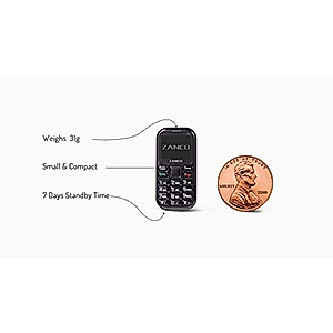 zanco Tiny t2 World's Smallest 3G WCDMA Mobile Phone,Smallest Mini Phone Small Phone Travelling Phone,Pocket Cell Phone