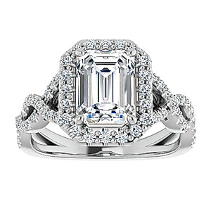 2 CT Emerald Colorless Moissanite Engagement Ring Set for Womens/Her, Wedding Bridal Ring Set,Eternity Sterling Silver Solid Diamond Solitaire Prong Anniversary Promise Gift for Ring (8)