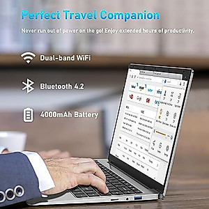 Auusda Laptop Computer with 8GB DDR4 256GB SSD, Intel Celeron J4105 Up to 2.5 GHz, 14.1" 1920x1080 IPS LCD, Webcam, Mini HDMI, USB-A x 2, Micro SD Card Slot, Windows 11 Pro, 3TB Storage Upgrades
