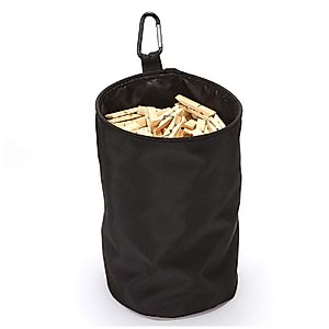 VEAMOR Clothespin Bag Hanging Clothesline Peg Organizer Storage Bags,Dust-proof (black)