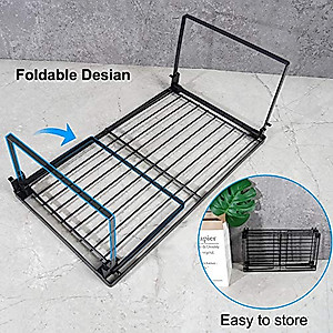 Tomorotec [2 Pack] Stackable Kitchen Storage Shelf Rack, Foldable Spice Rack Cabinet Organization Storage Shelves, Kitchen Shelves, Kitchen Counter & Cabinet Shelf Organizer,